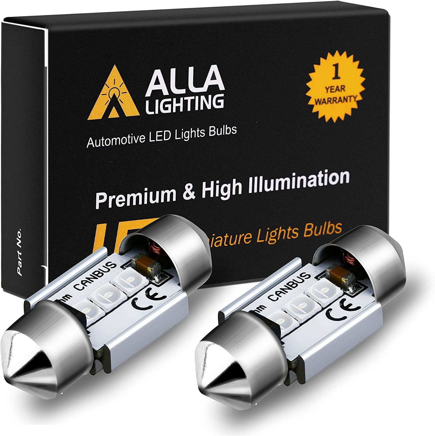 Alla Lighting DE3022 DE3175 LED Bulb Bright 31mm CAN-BUS Festoon DE3021 ...