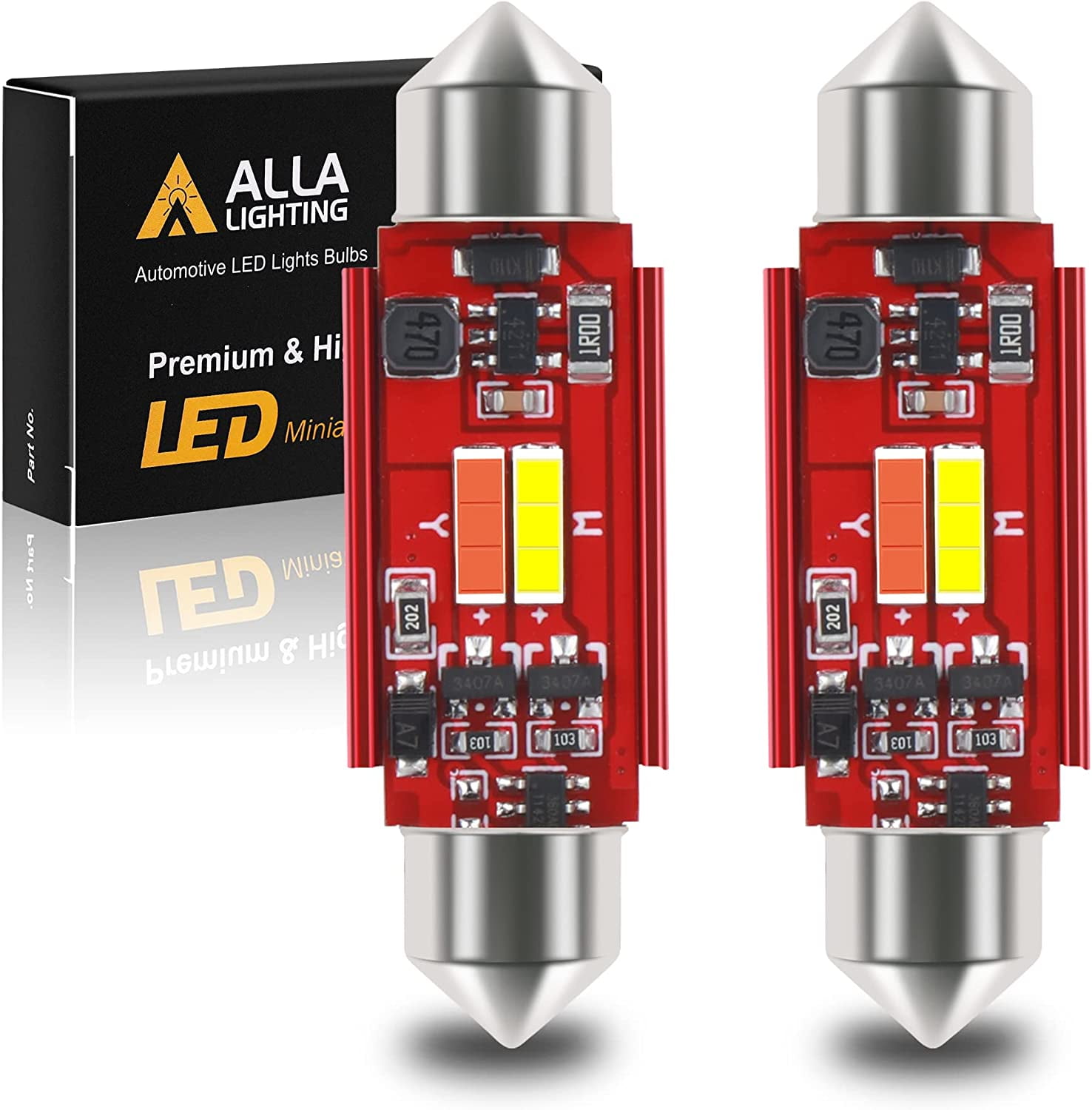 Alla Lighting Dual Color 578 212-2 LED Festoon Bulbs, White/Red ...