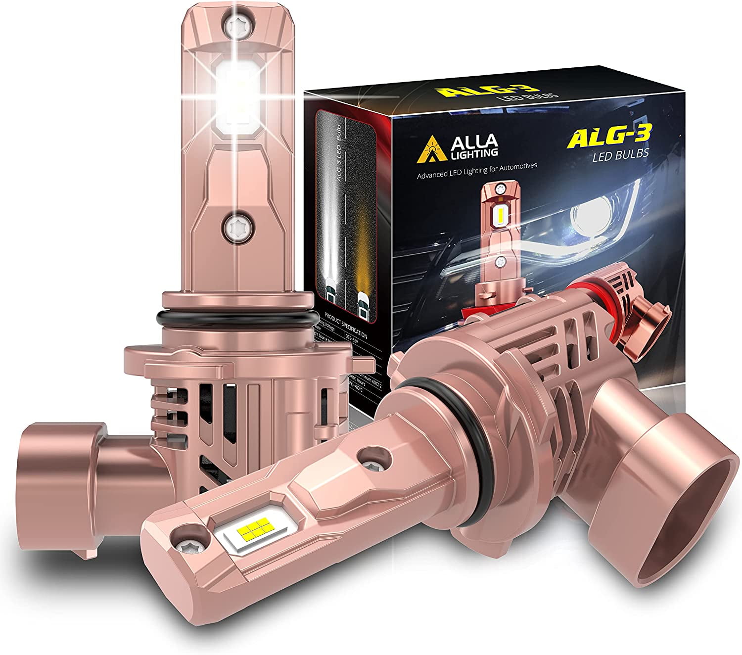 Alla Lighting Extreme Super Bright HB4 9006 LED Headlights Bulbs, 6000K~6500K Xenon White, 1:1 ...