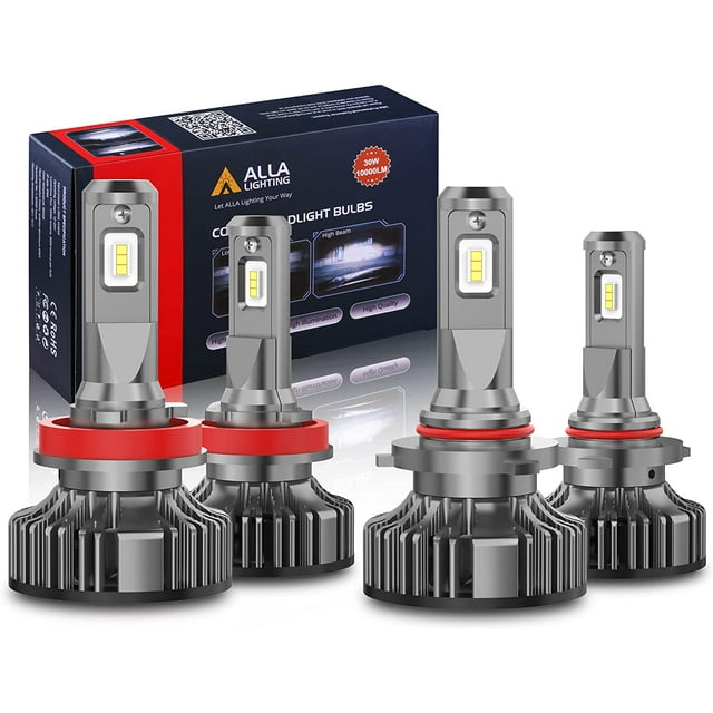 Alla Lighting TS-CR H11/9005 LED Headlights, High Beam HB3 & Low Beam H11, 6000K Xenon White ...