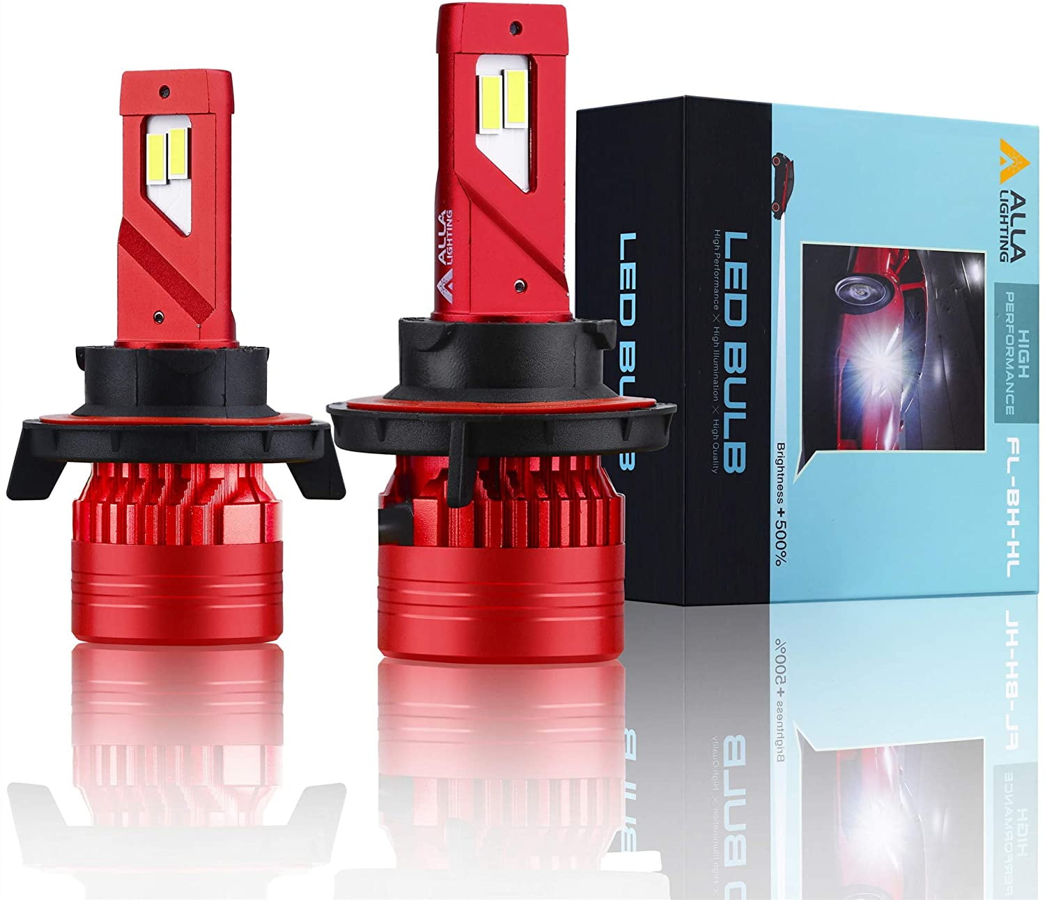 Alla Lighting H13 LED Headights Bulbs 12500LM FL-BH 9008, 6000K Xenon White - Walmart.com