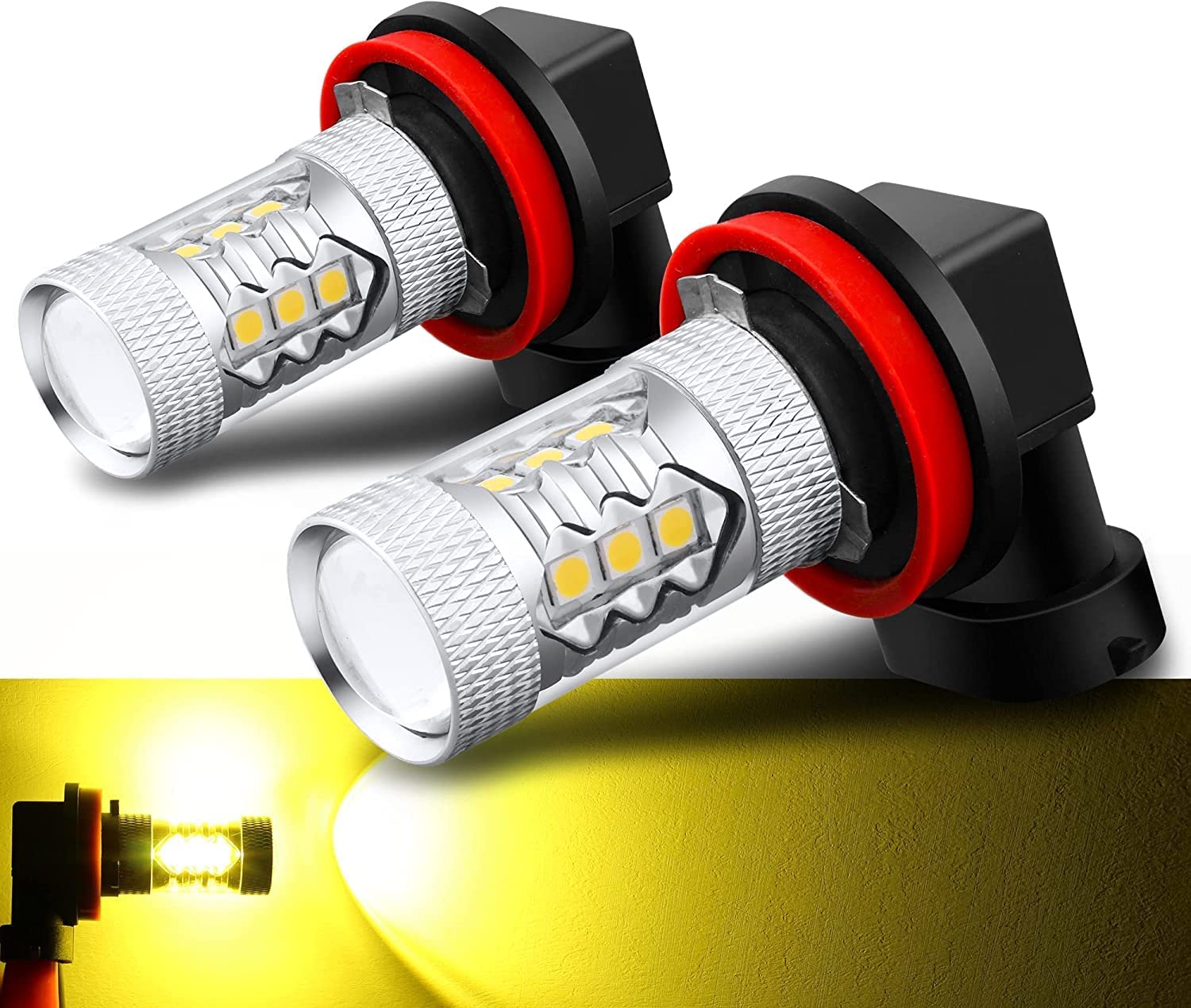 Alla Lighting H16 LED Fog Lights Bulbs 3000k Golden Yellow Xtreme Super ...