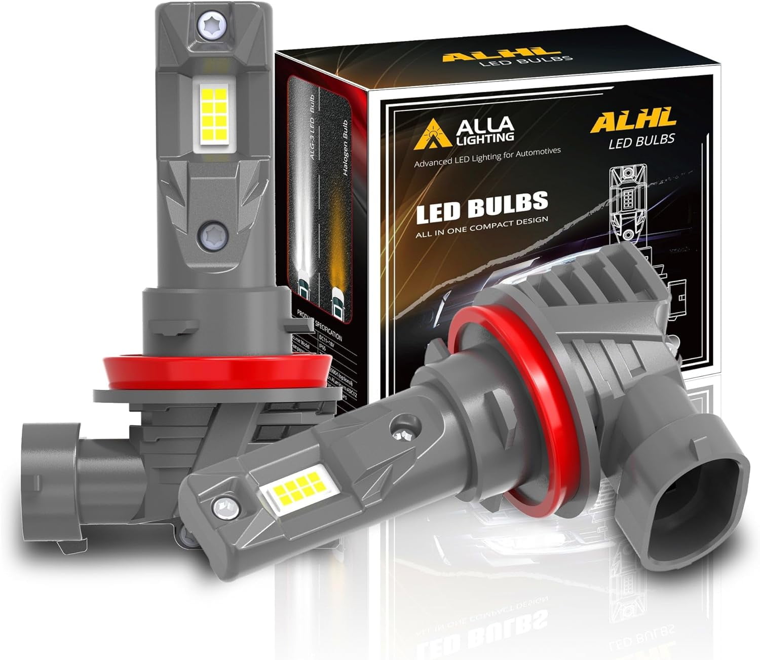 Alla Lighting H8 H11 LED Fog Lights Bulbs or DRL, 6500K Xenon White H16, Super Bright CSP-7535 ...