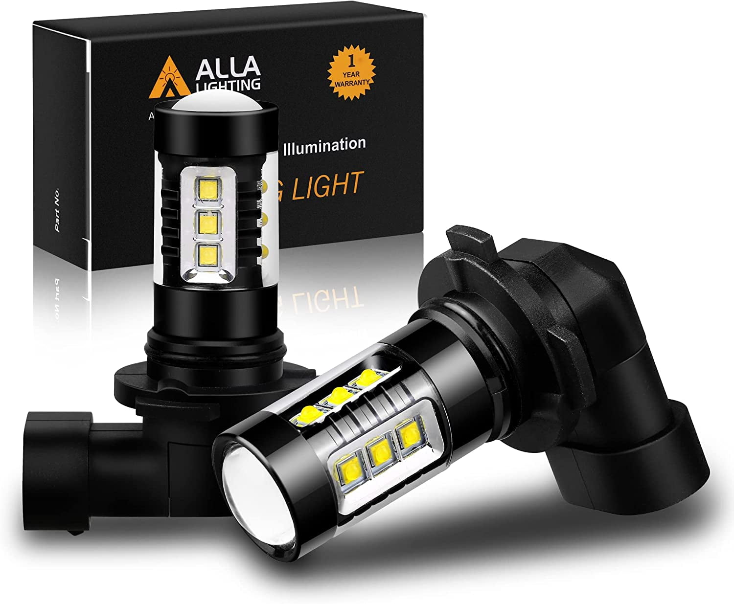 Alla Lighting HB4 9006 LED Fog Light Bulbs, 80W, Super Bright, 6000K ...