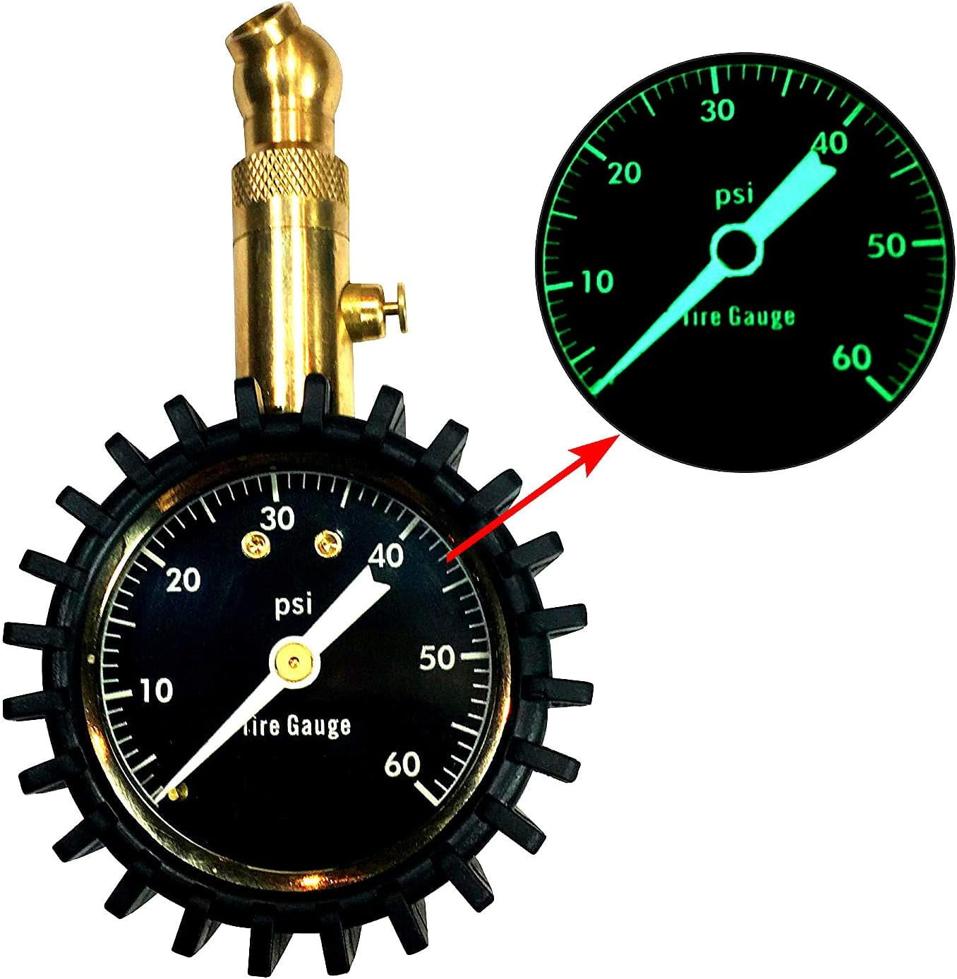 Alla Lighting High Performance Tire Pressure Gauge - 60 PSI, Large Dial ...