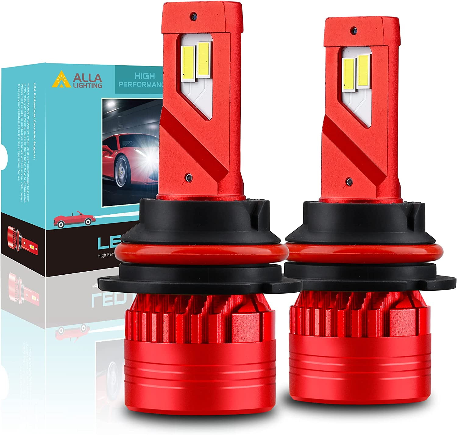 Alla Lighting 9007 LED Headlights Bulbs, 90W Dual Hi/Low Beam, 12500Lm ...