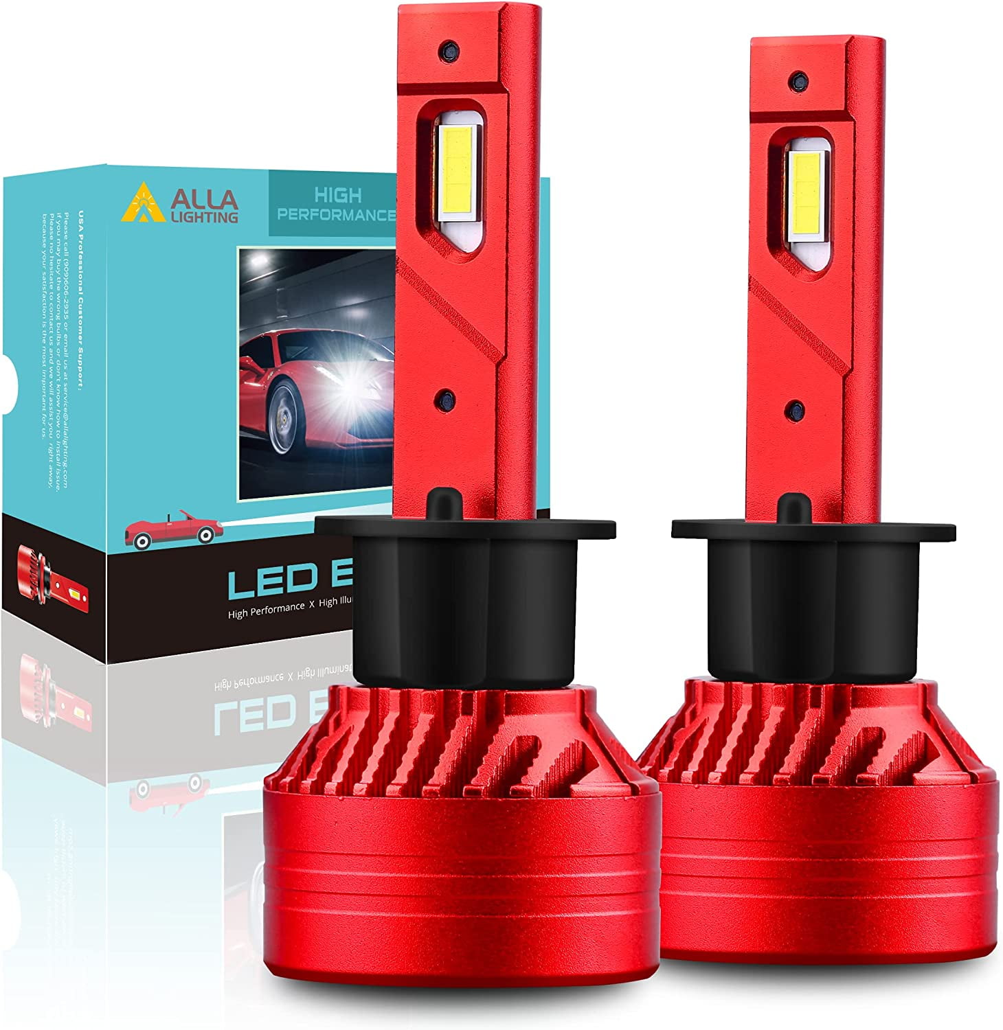 Alla Lighting Mini FL-BH H1 LED Headlights Bulbs or Fog Lights 12500 Lumens High Power 90W ...