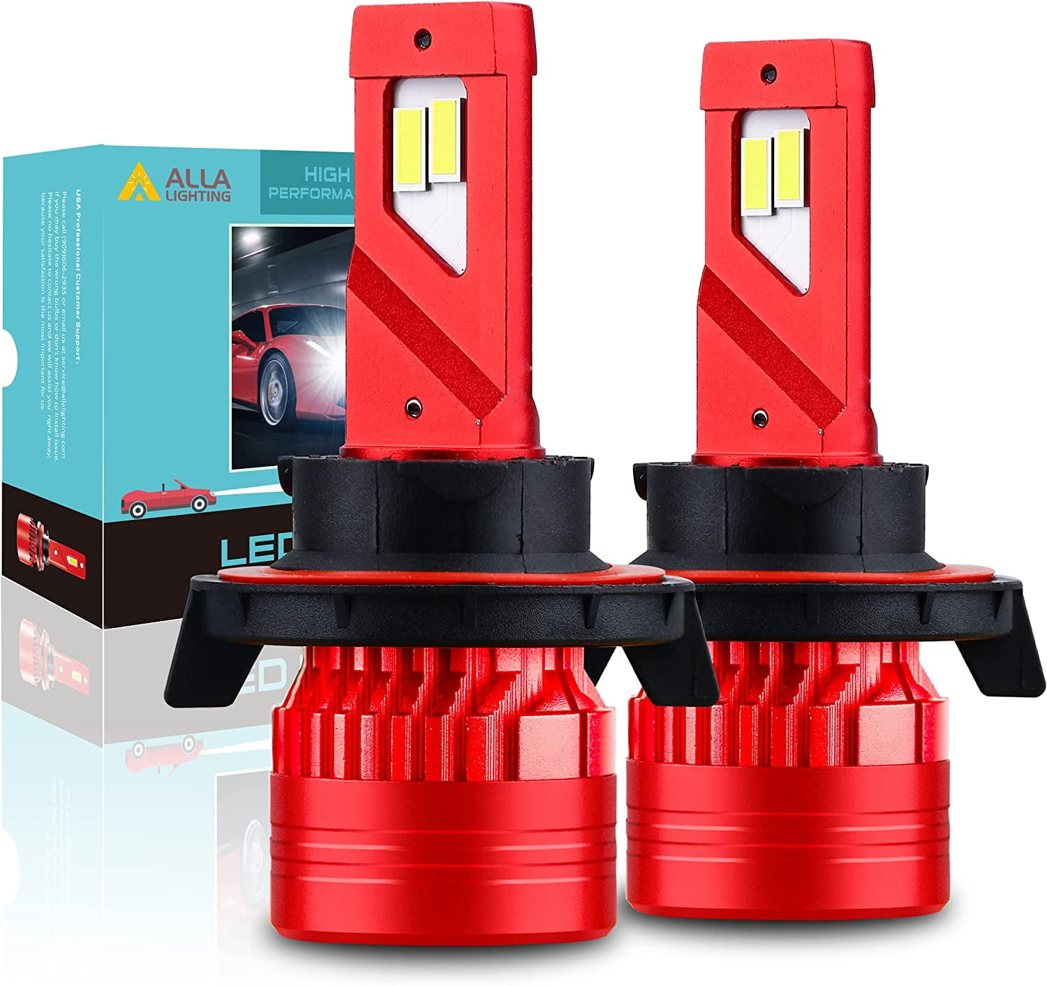 Alla Lighting Mini FL-BH P26.4t Base H13 9008 LED Headlight Bulbs 12500 ...