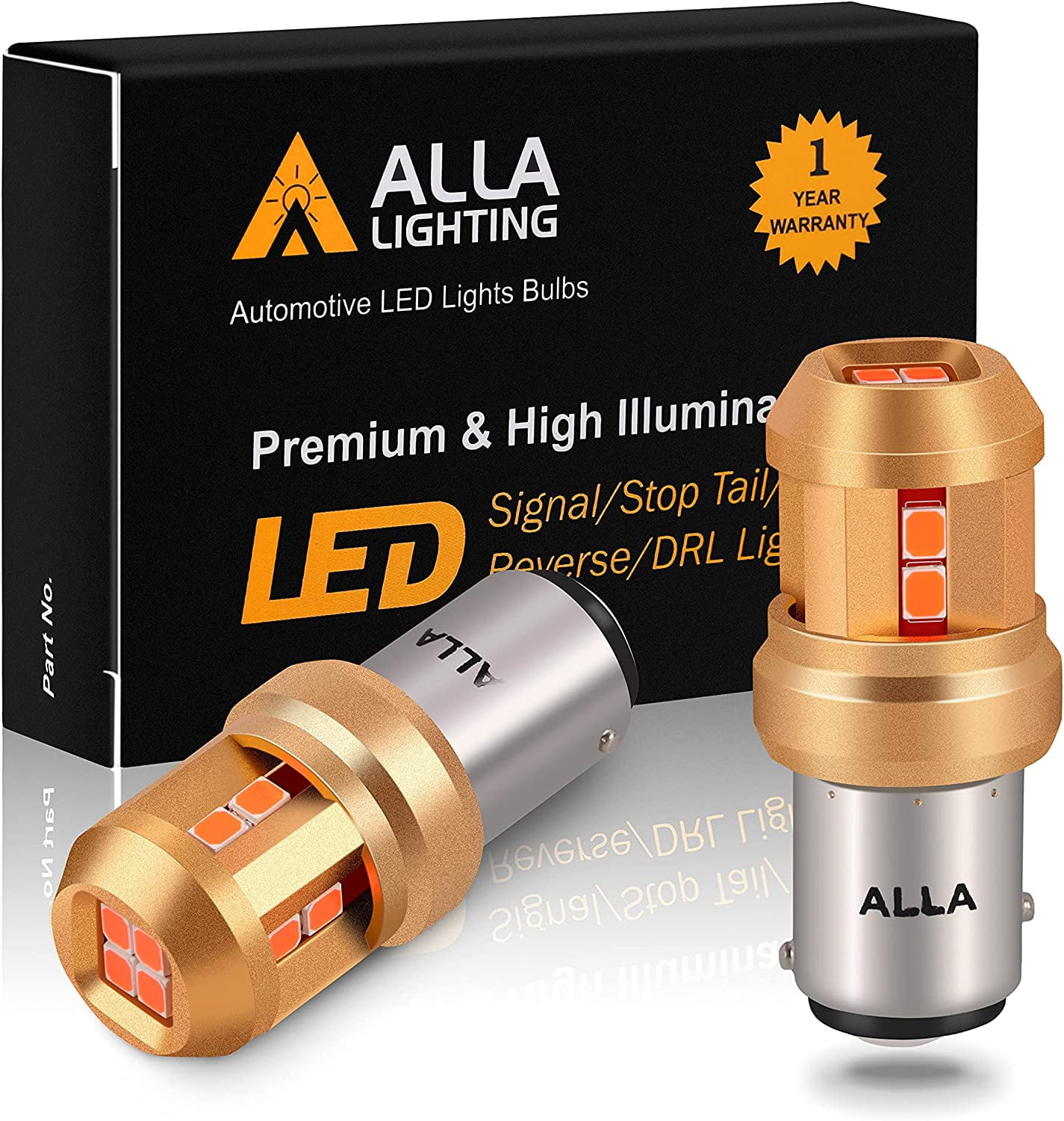 Alla Lighting Miniature 12V BAY15D Base 7528 1157 LED Bulbs, Amber ...