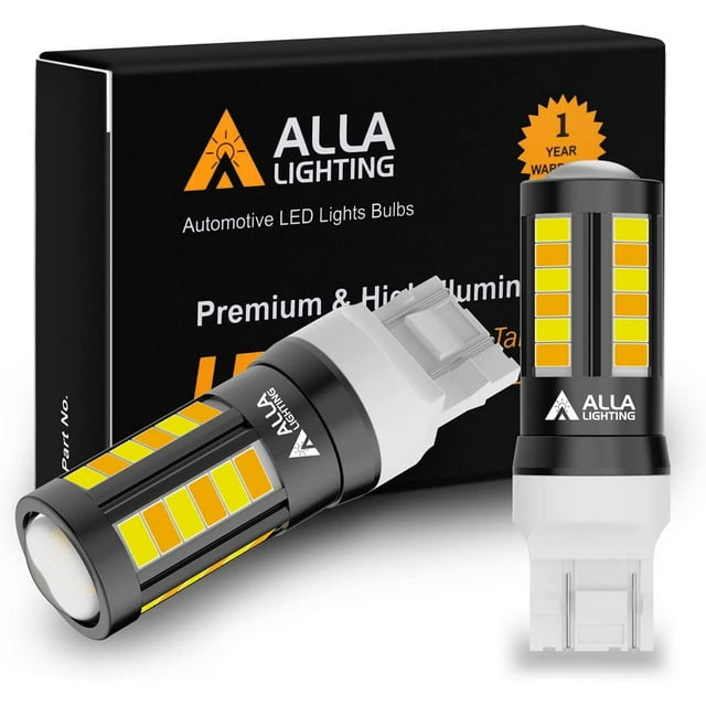 Alla Lighting Newest 7442NA 7444NA 7443 Switchback LED Bulbs, Dual-Color Amber Yellow Turn ...