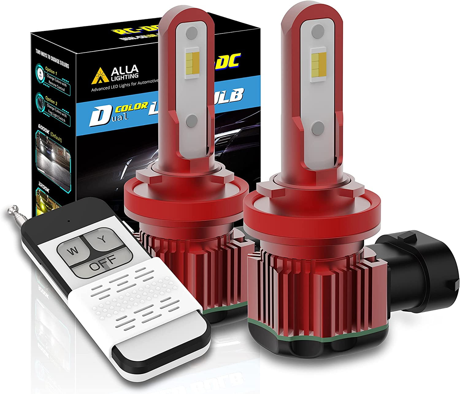 Alla Lighting Newest H8 H11 H16 LED Switchback Fog Lights, DRL Bulbs w ...