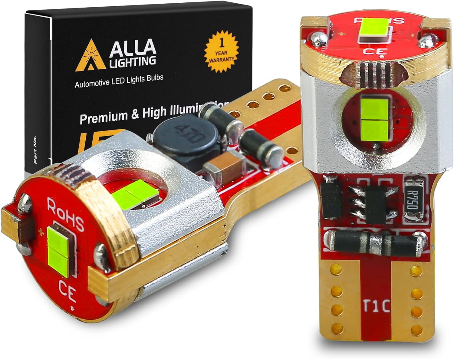 Alla Lighting Newest T10 194 LED Bulbs 8000K Ice Blue Super Bright 175 ...