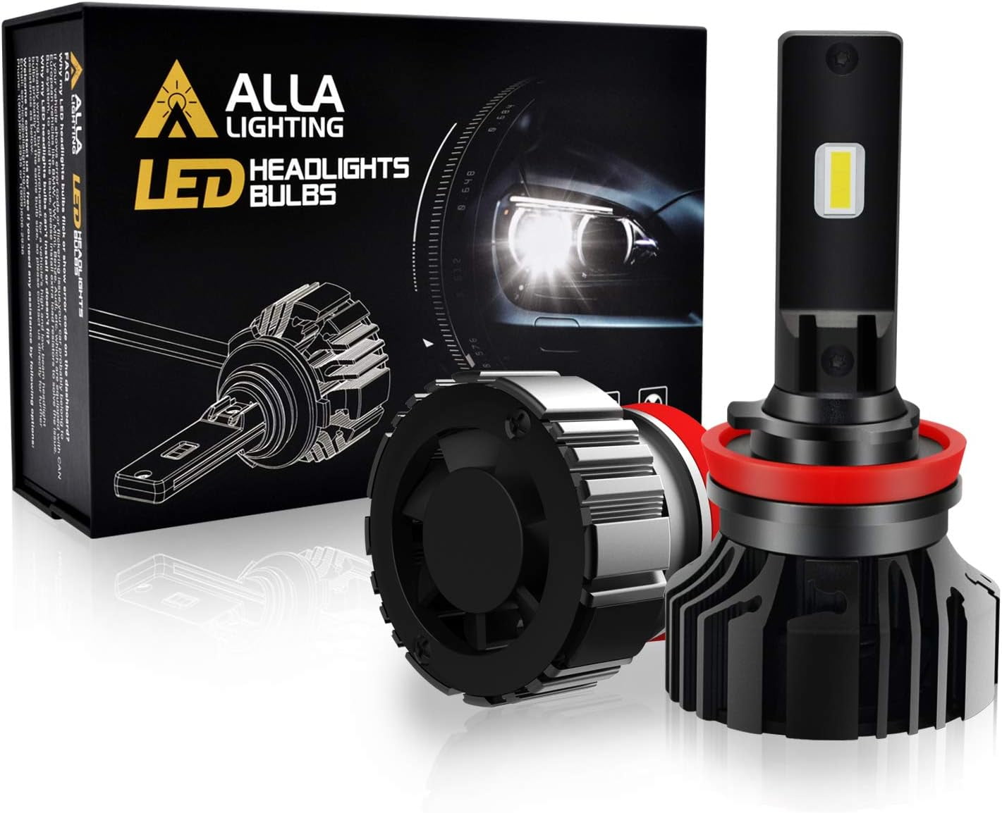 Alla Lighting Newest TXH H8 H9 H11 LED Bulbs Xtreme Super Bright ...