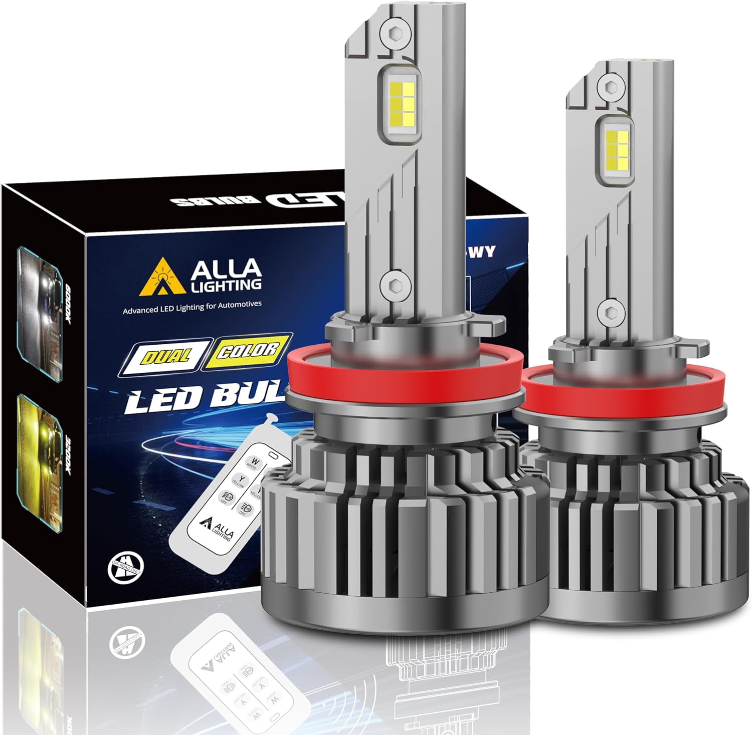 Alla Lighting Remote Control 10000Lms H11 H8 H9 Switchback LED ...