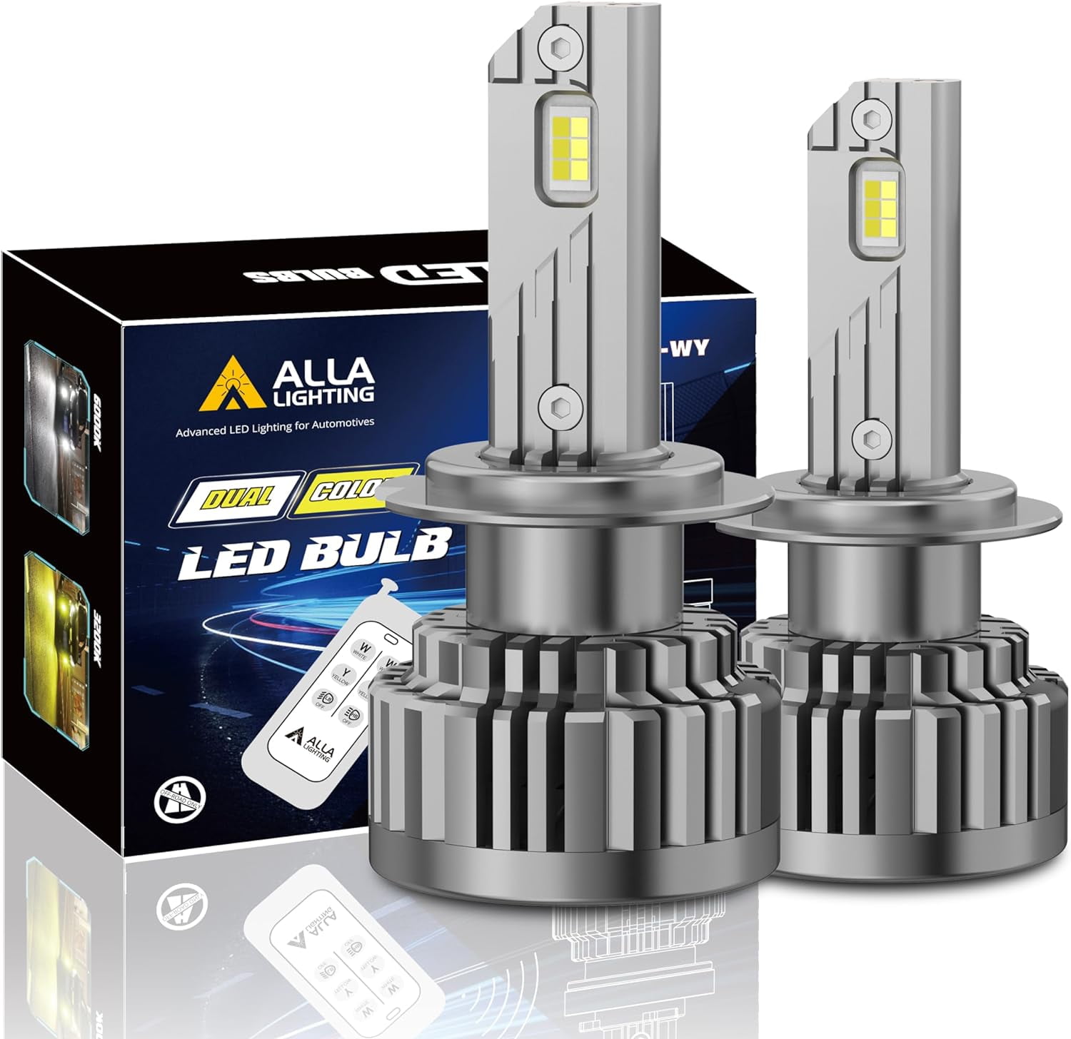 Alla Lighting Remote Control 10000Lms H7 Switchback LED Headlights High ...