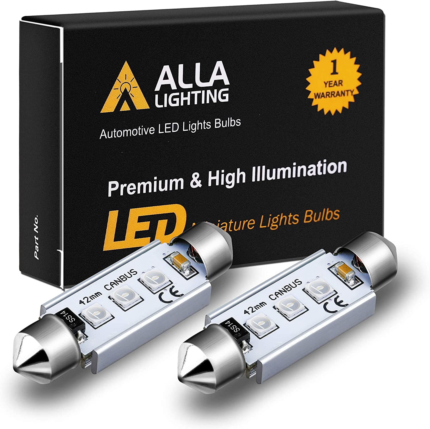 Alla Lighting Super Bright 578 White LED Bulbs Interior Lights Festoon ...