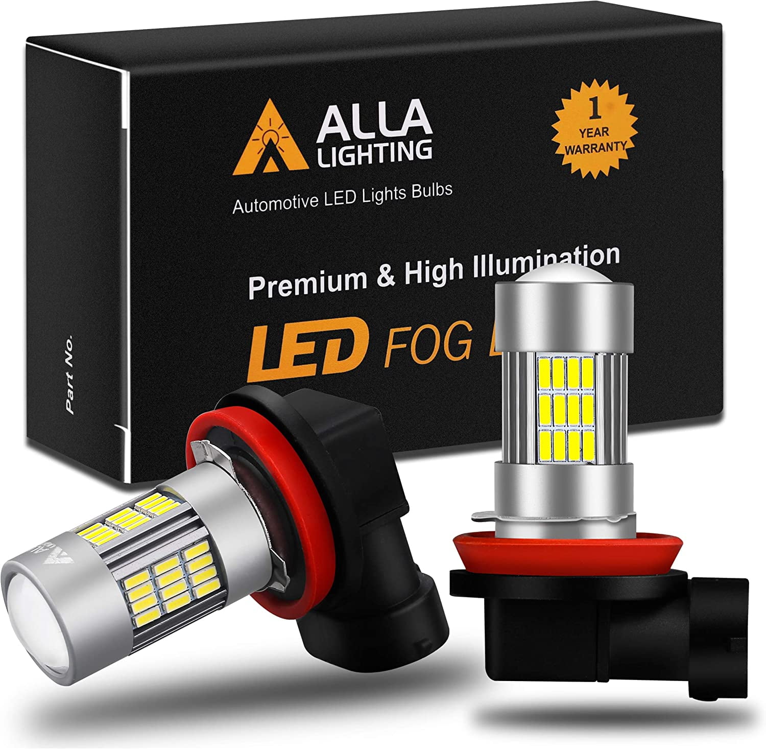 Alla Lighting Super Bright H8 H11 H16 LED Fog Lights Bulbs 4014 54-SMD ...