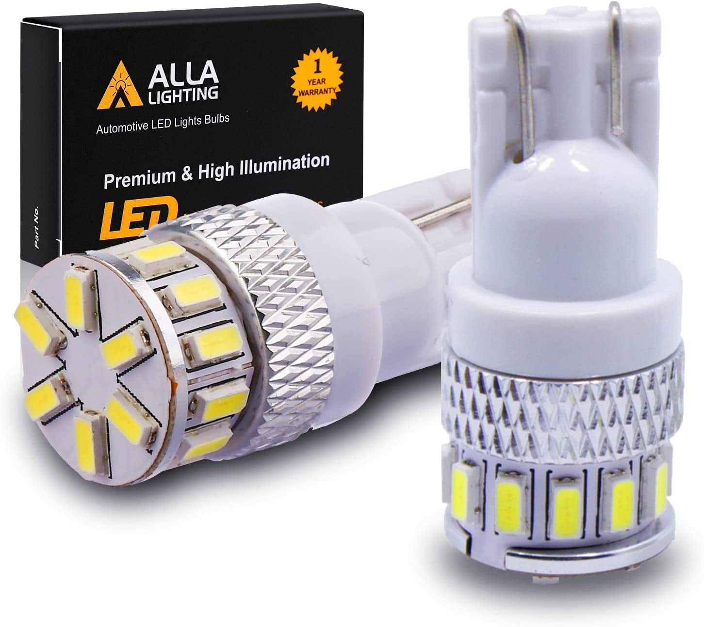 Alla Lighting, T10 194 LED Bulb, 4014 18-SMD, White 6000K, Set of 2 ...