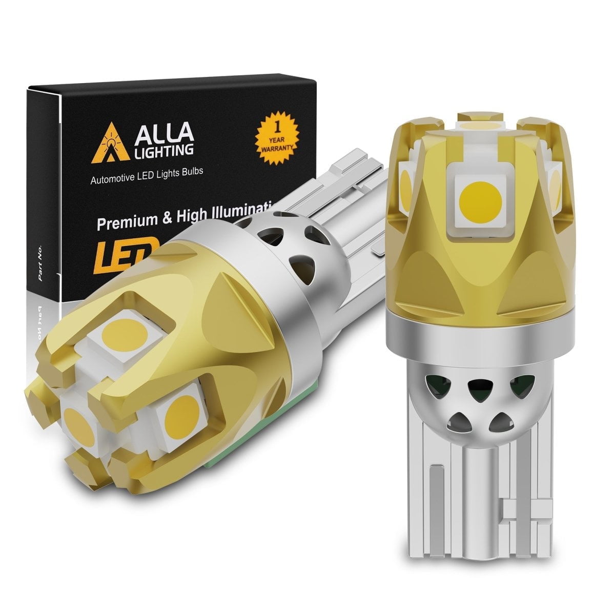 Alla Lighting T10 Wedge 168 194 LED Bulbs 194NAK 194A 168NA, Amber ...
