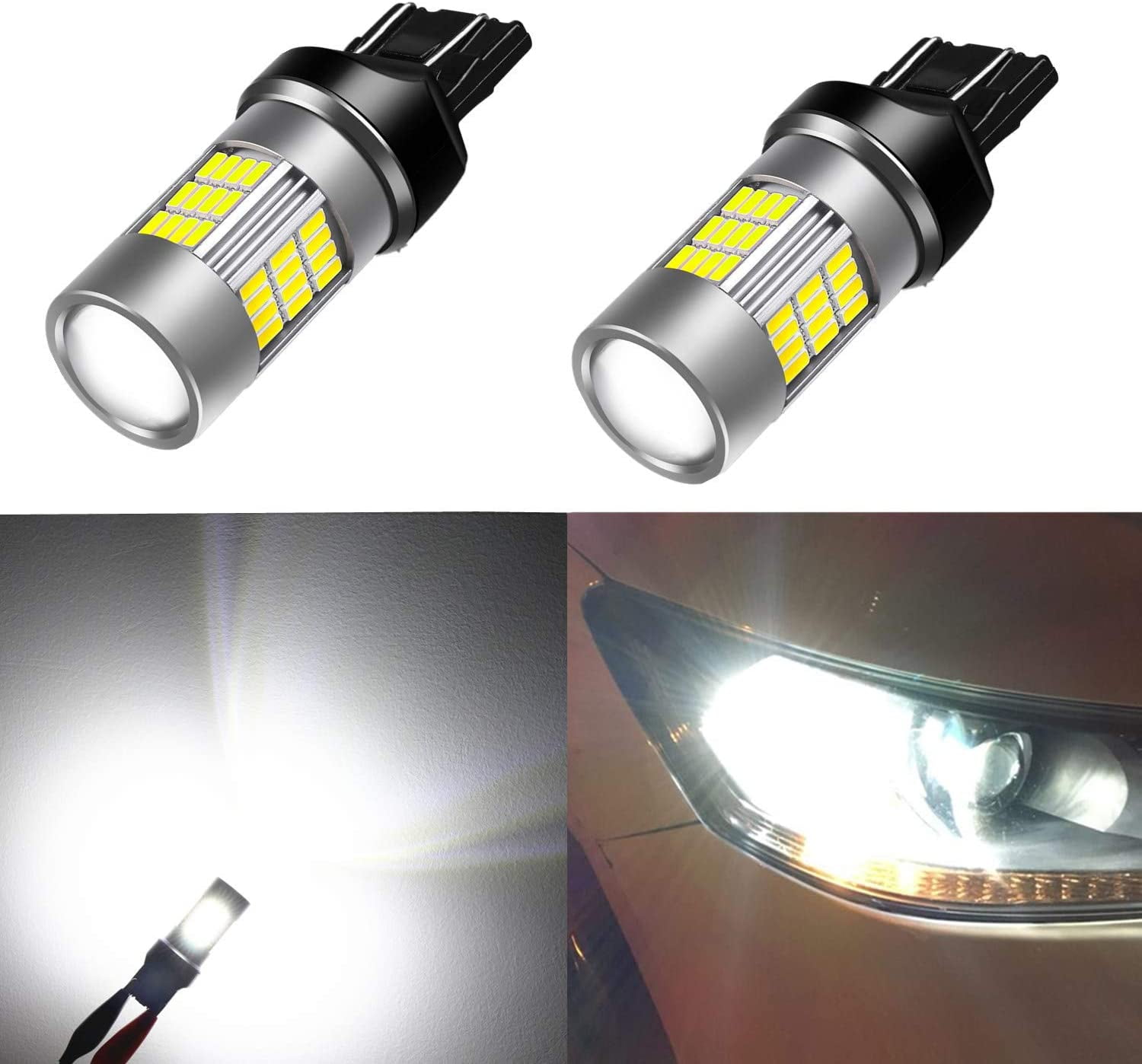 Alla Lighting T20 7440 7443 LED Bulbs Super Bright 4014 54-SMD 6000K ...