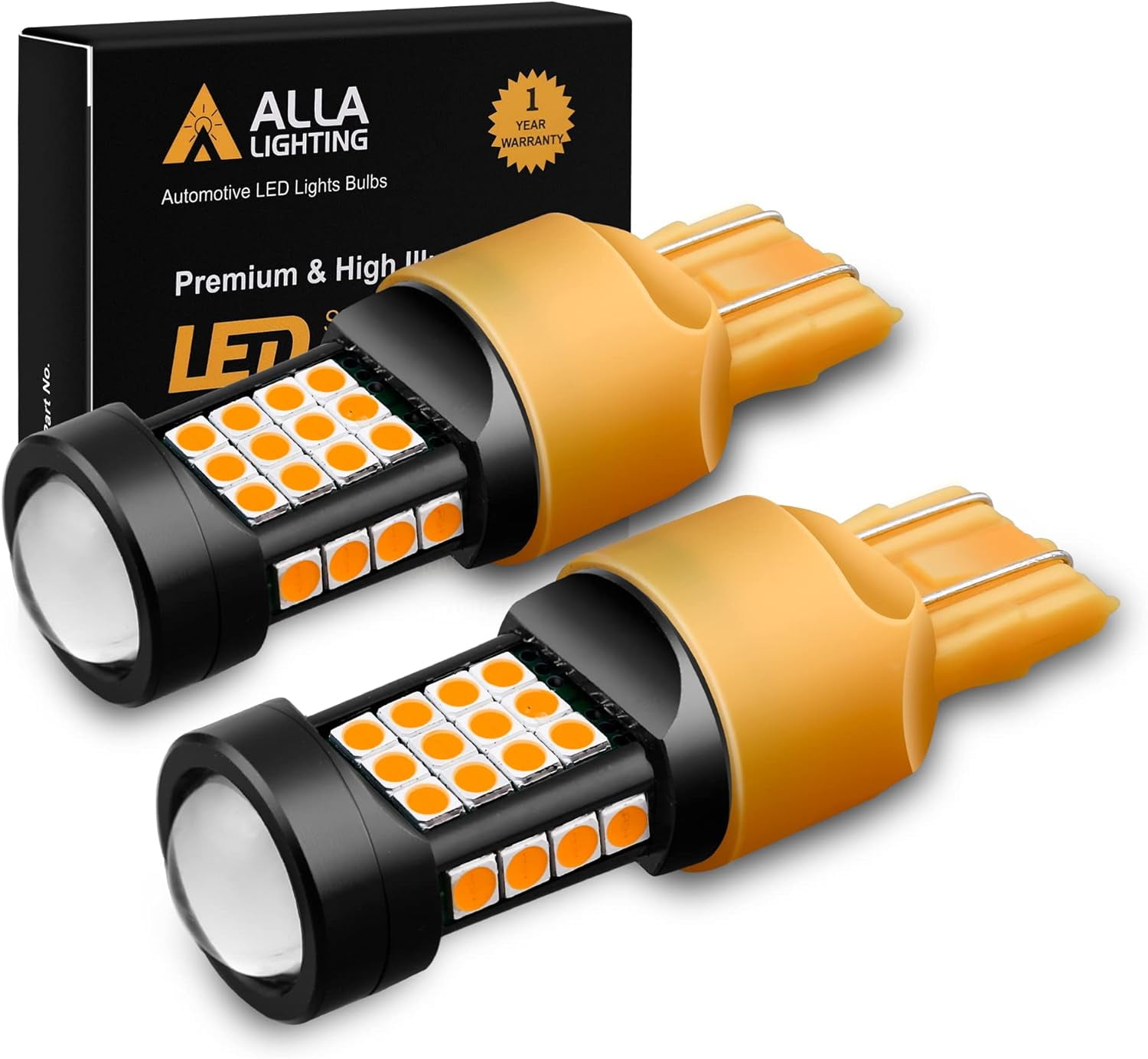 Alla Lighting T20 WY21W W21W 7443 7440 LED Bulbs, 6000K Xenon White Back-up Reverse, Turn Signal ...
