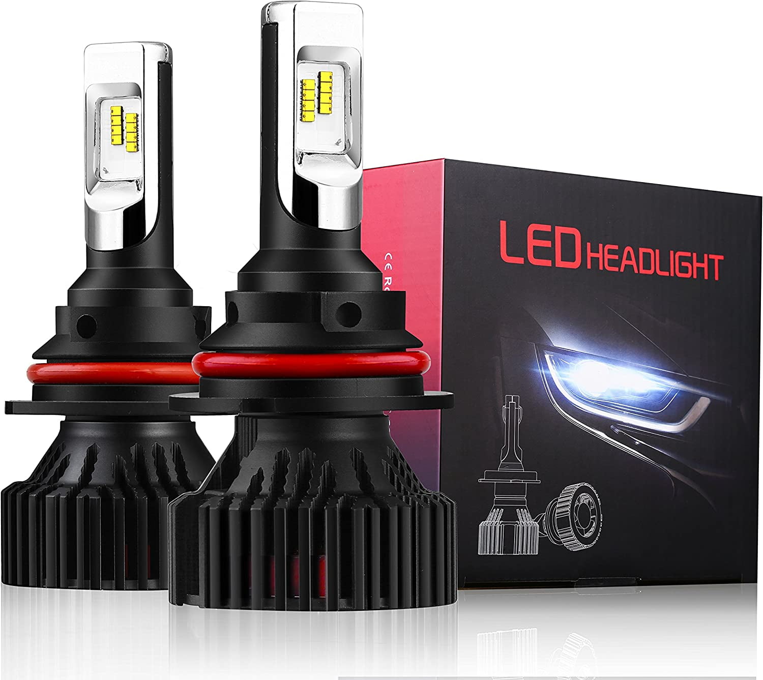 Alla Lighting UM-2018 Vision HB1 9004 LED Bulbs 8000 Lumens 6500K ...