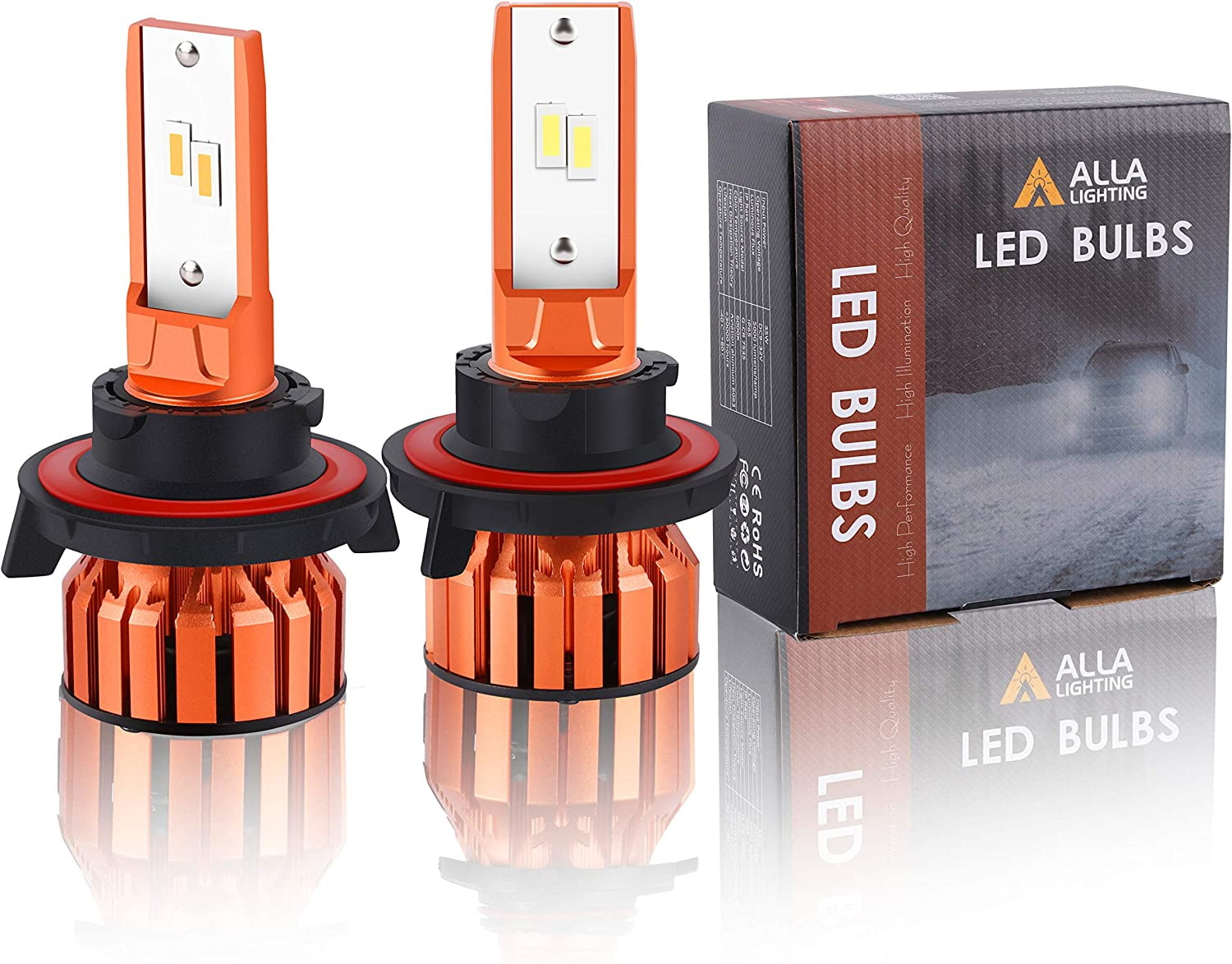 Alla Lighting Vision X-HL 9008 H13 LED Bulbs Xtreme Super Bright 10000 Lumens, Dual High Beam ...