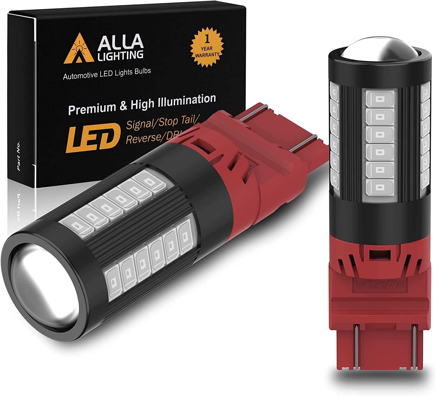 Alla Lighting WT21W/7W WT21/7W LED Bulbs, Super Bright Rear Brake ...