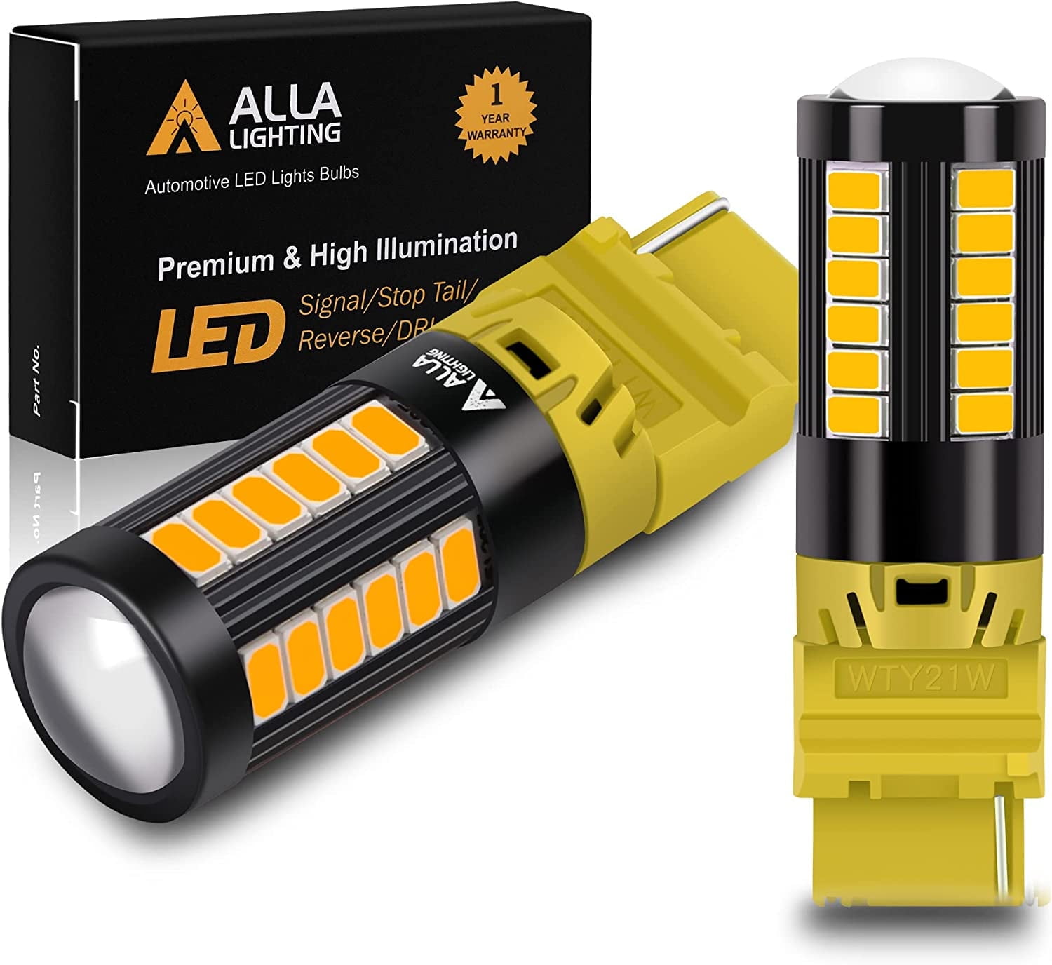 Alla Lighting 5730 WTY21W LED, Amber Yellow, 1400 Lumens, Tail, Brake ...