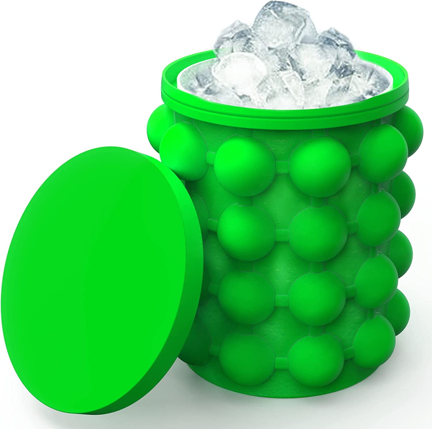 ALLADINBOX 2-in-1 Large Silicone Ice Cube Tray and Bucket with Lid ...