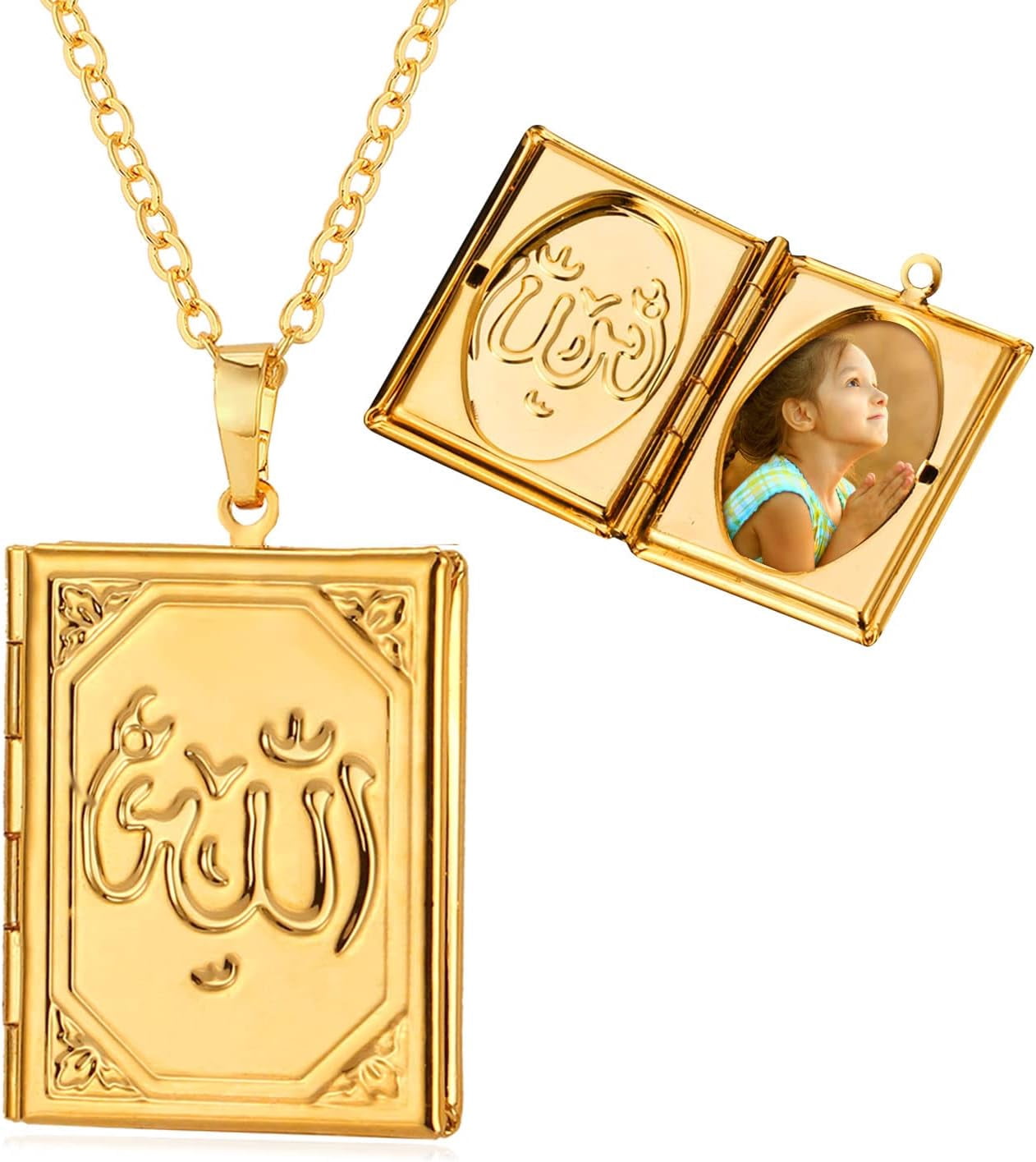 Allah Necklace for Women/Men, 18K Gold Plated /Oval/Coin/Heart/Crescent ...