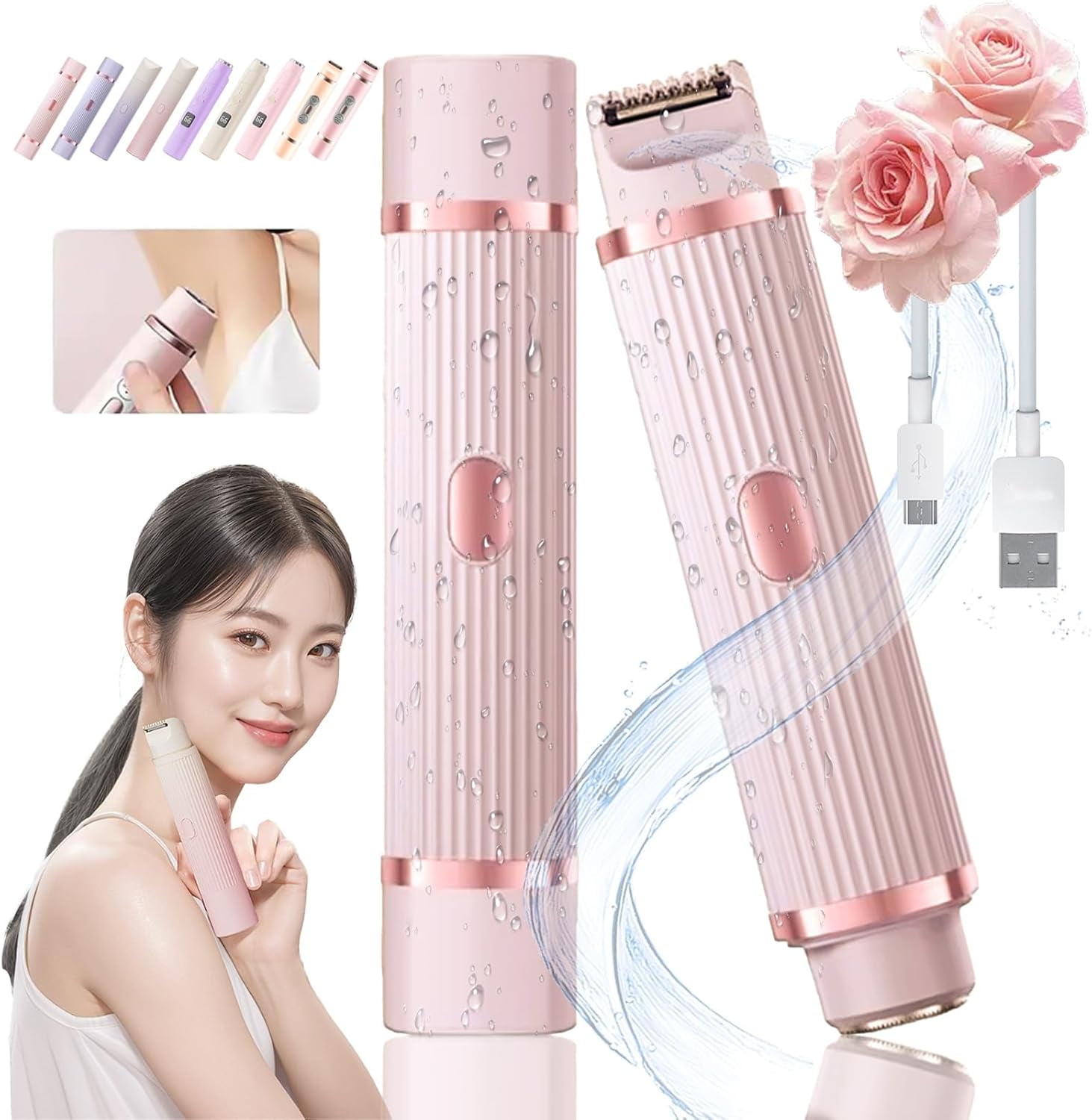 Allalonga/7 Shaver for Women, 2 in 1 Electric Shaver for Women, 1 Box Rechargeable Electric ...