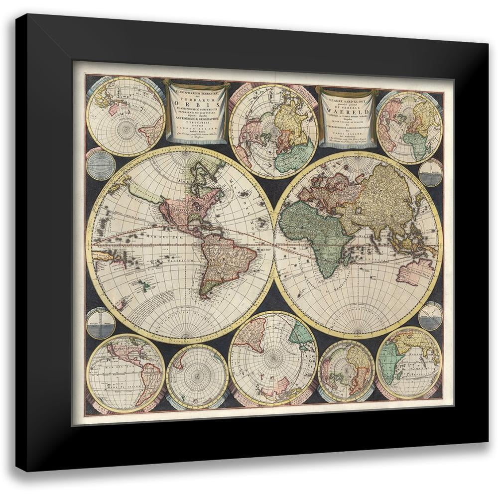 Allard, Carel 22x20 Black Modern Framed Museum Art Print Titled - World Map 1594 - Walmart.com