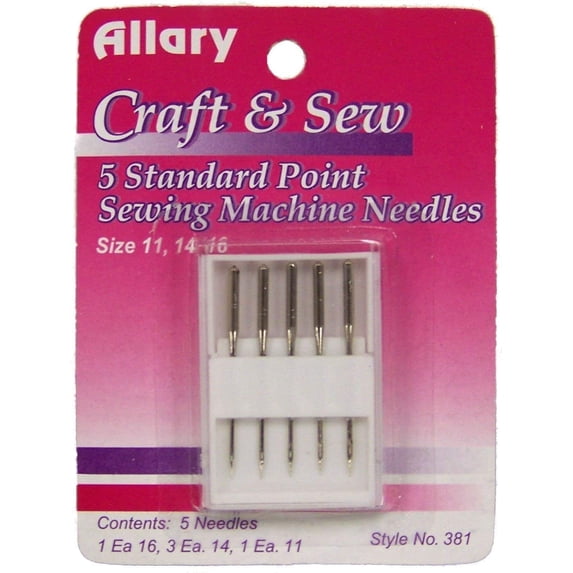 Allary 5 Standard Point Sewing Machine Needles - Walmart.com