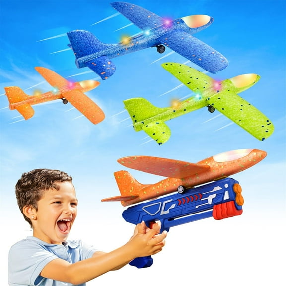 4 Pack LED Airplane Launcher Toy, 18" Foam Airplanes for Kids Boy Gift ...