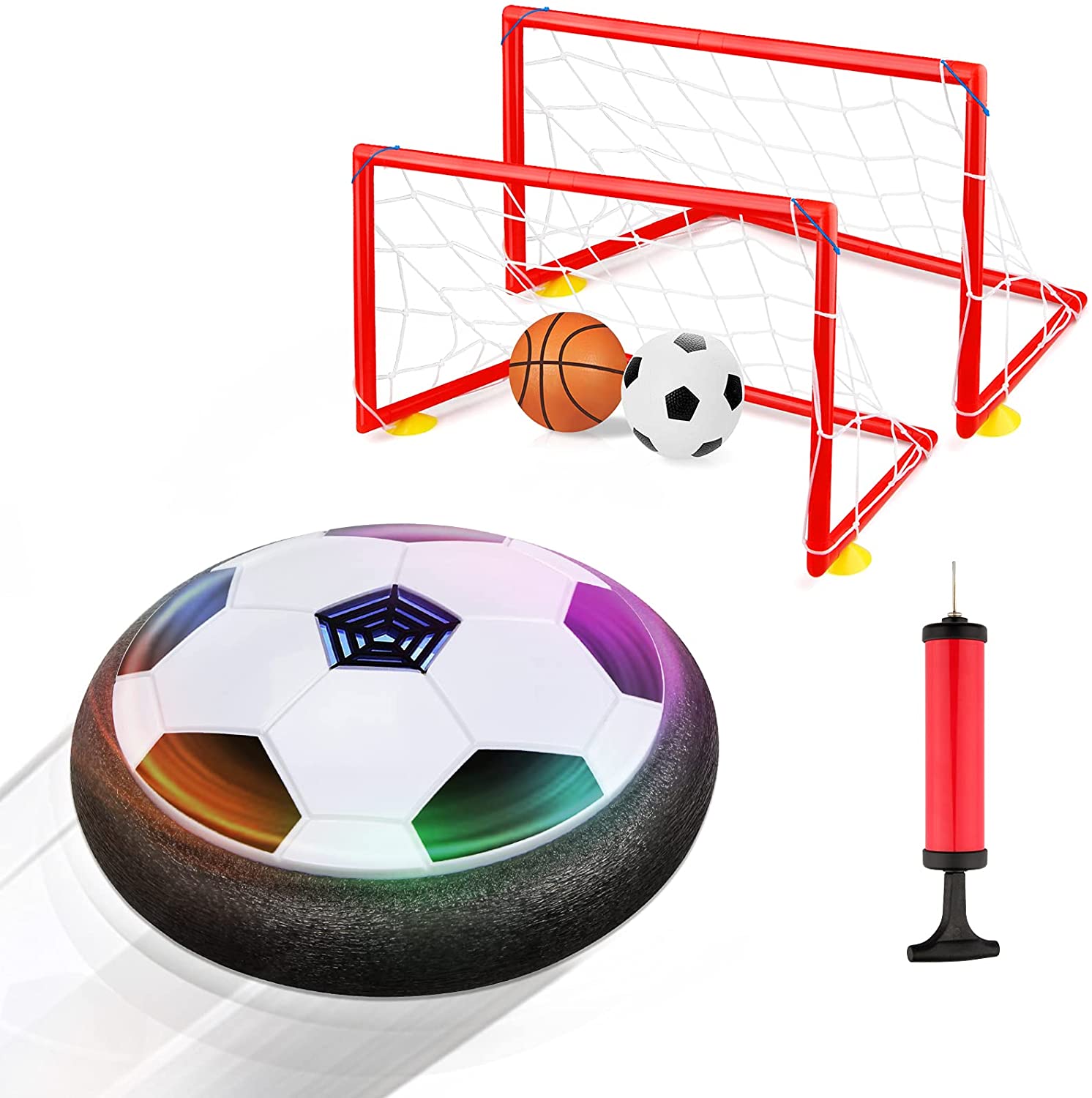 Allaugh Hover Soccer Ball Toy Play Set with LED Lights and Foam Bumpers ...