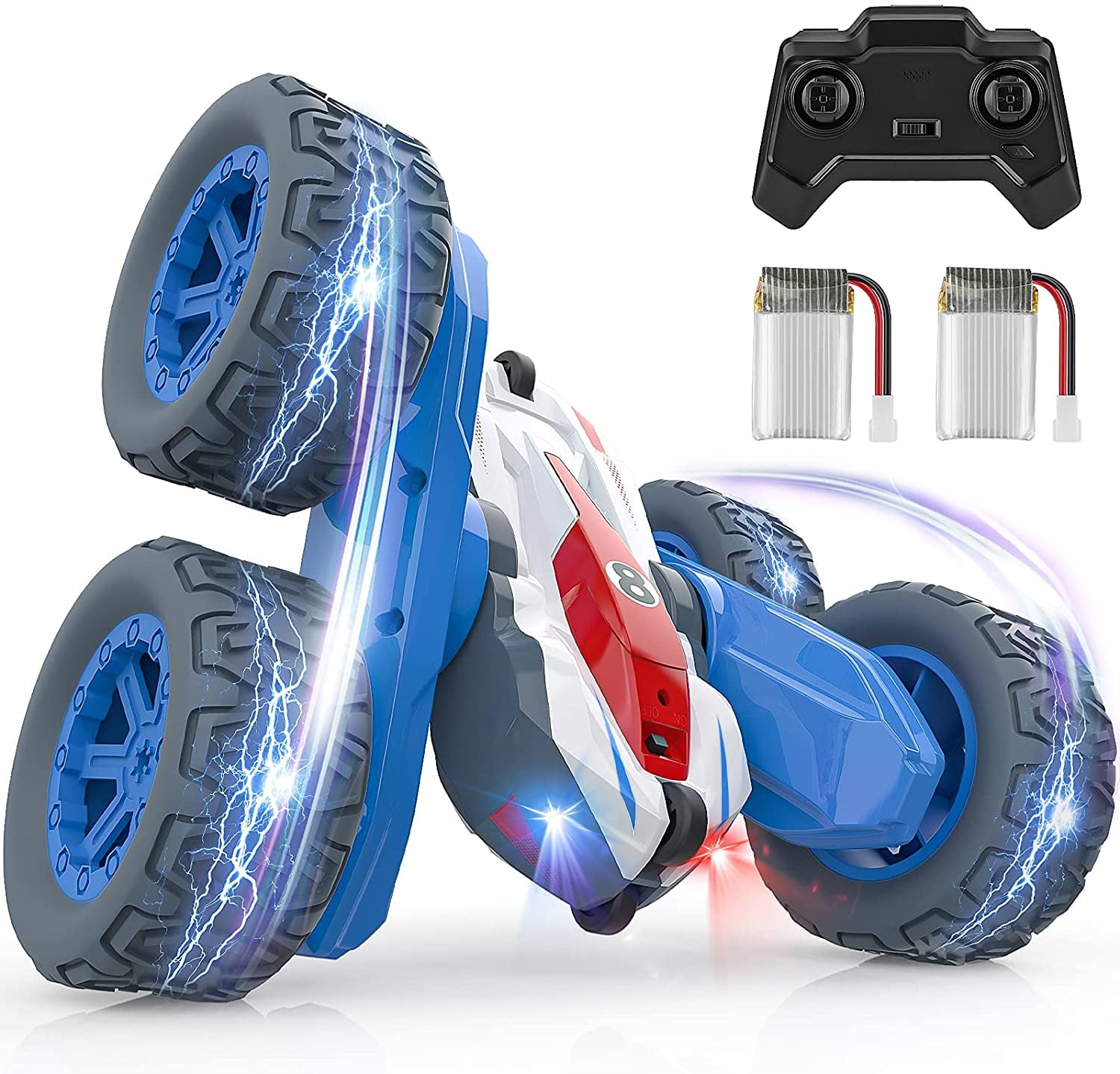 Allaugh Remote Control Car - Double Sided RC Stunt Car, 360 Flip Spinning RC Cars with Bright ...