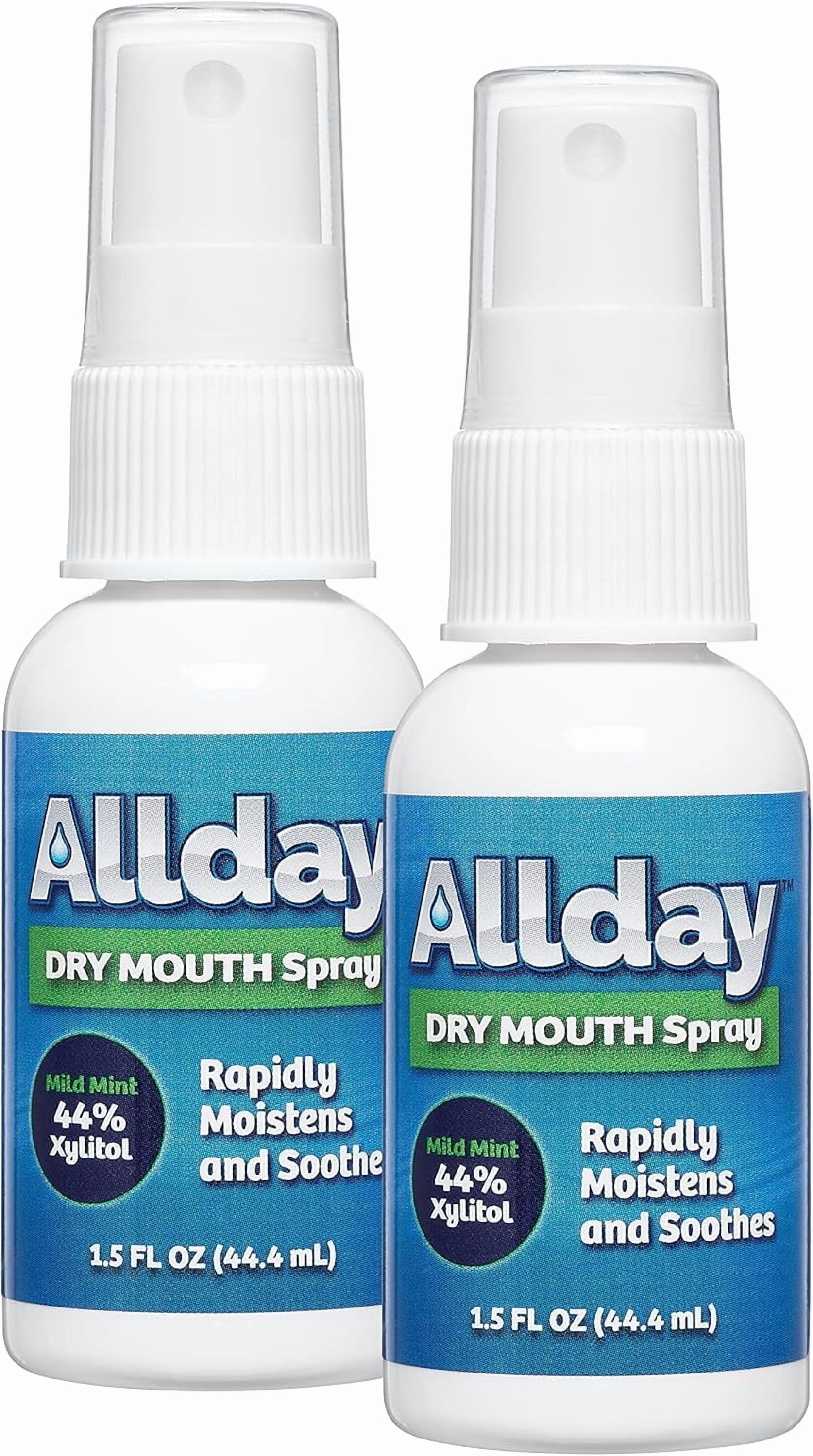 Allday Dry Mouth Spray, 1.5oz Pack of 2, Xylitol Formula, Mild Mint ...
