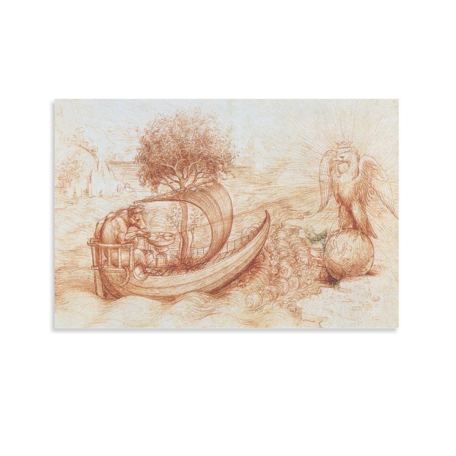 Allegory with Wolf And Eagle by Leonardo Da Vinci Poster Canvas Art ...