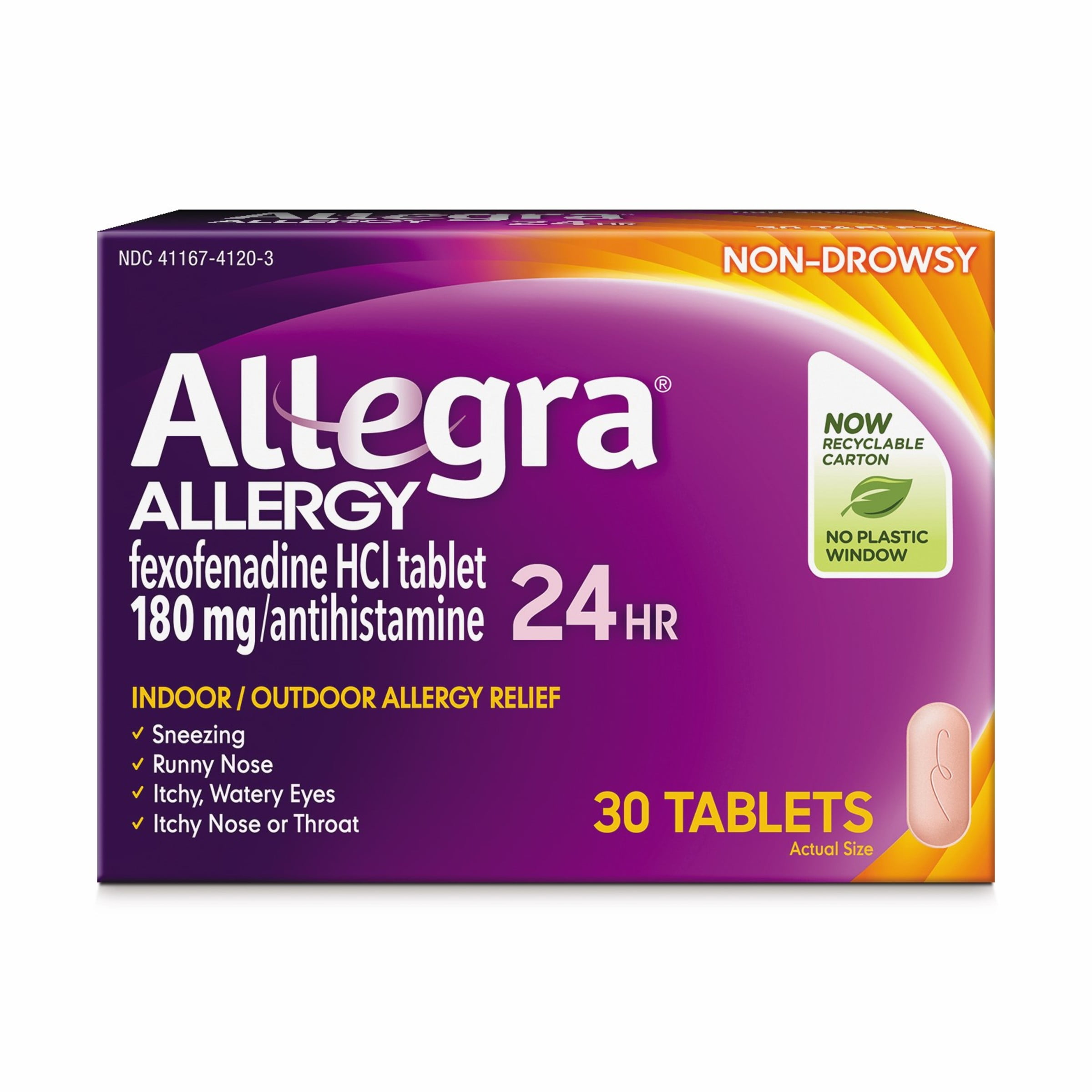 Allegra Adult 24HR Tablet (30 Ct, 180 mg), Allergy Relief - Walmart.com