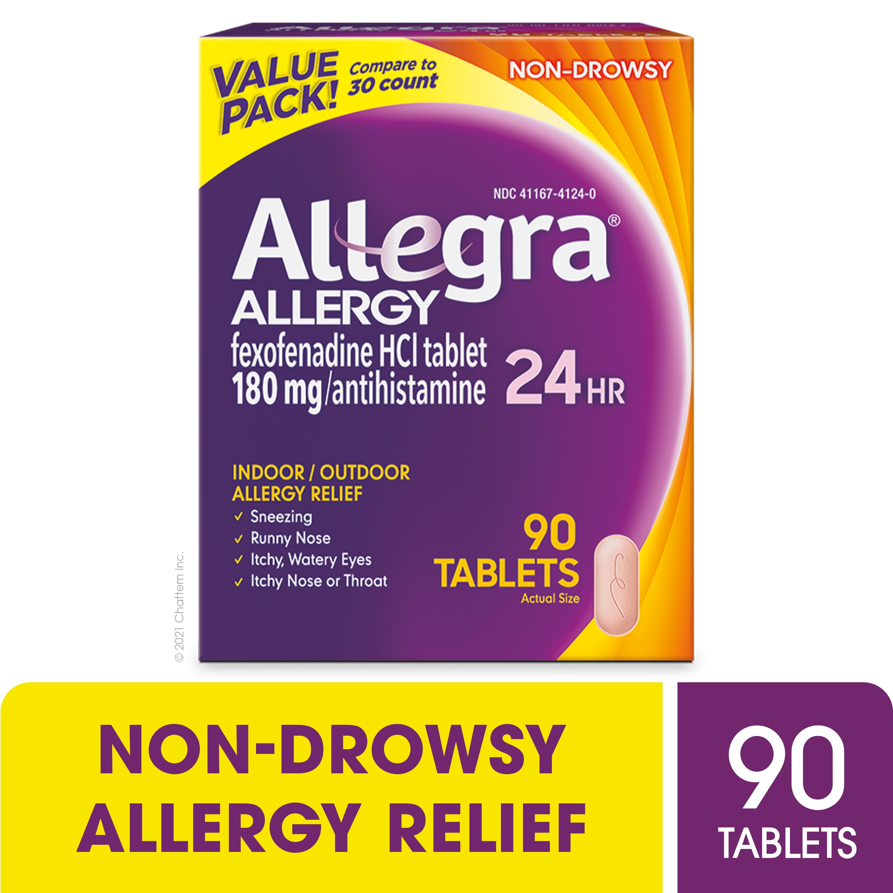 Allegra Adult 24HR Non-Drowsy Antihistamine Gelcaps (90ct, 180 mg ...