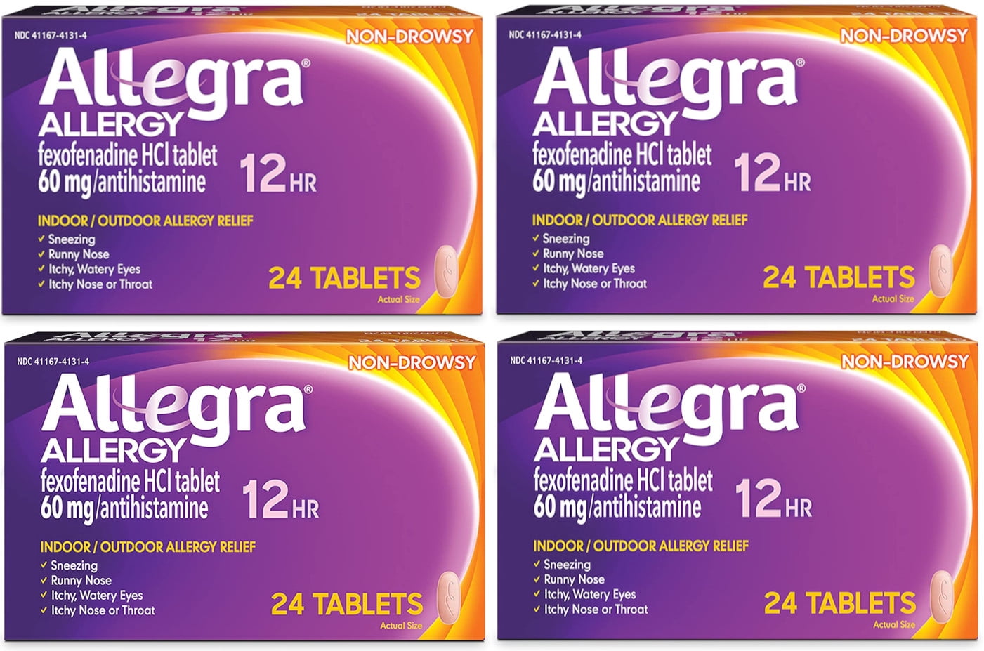 Allegra Allergy 12 Hour Non-Drowsy Tablets 24 ea (Pack of 4) - Walmart.com