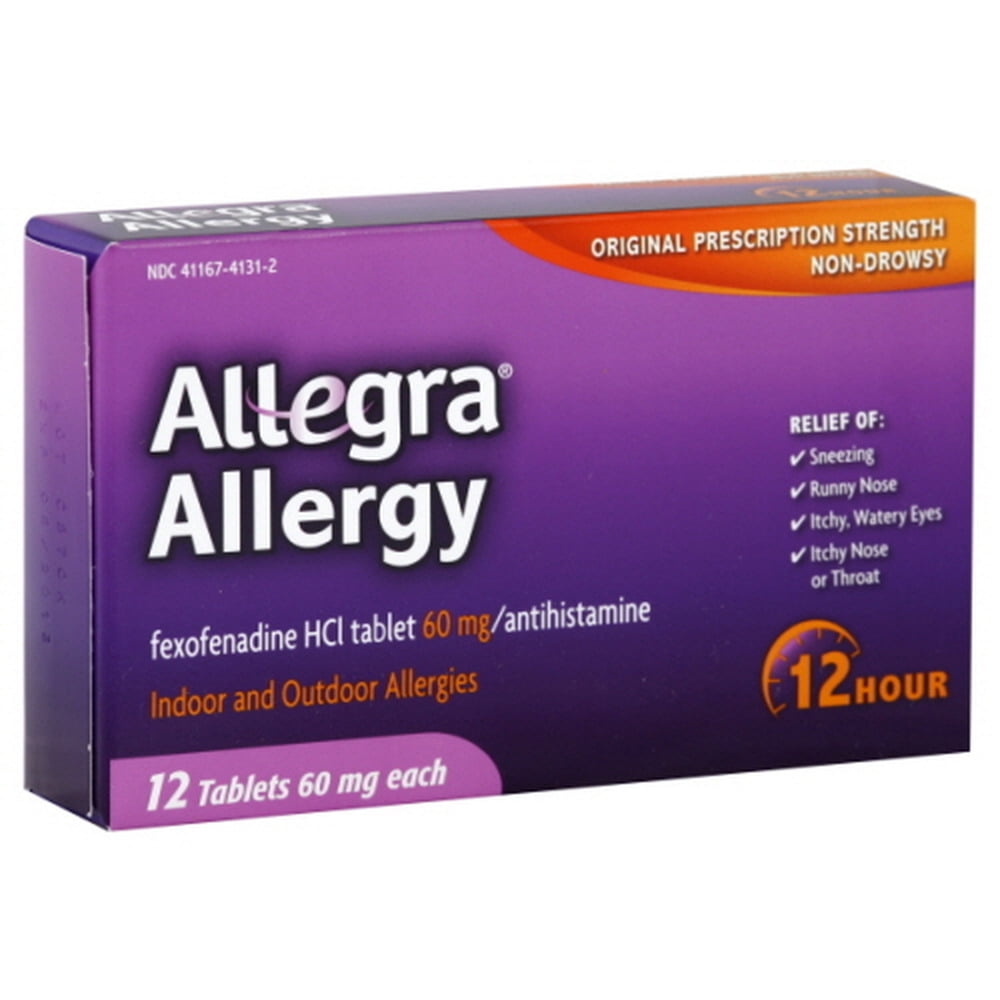 Allegra Allergy, 12 hour, Indoor and Outdoor - 12 tablets (Pack of 10 ...