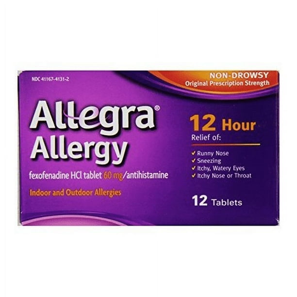 Allegra Allergy Relief Fexofenadine 180mg Antihistamine, 12 Tabs, 4 ...