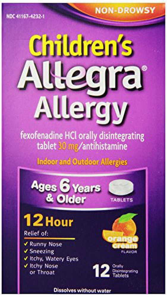 Allegra Childrens 12 Hour Allergy Relief, Orange Cream Flavored, 12 ...