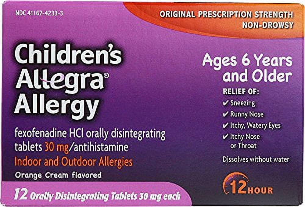 Allegra Childrens 12 Hour Allergy Relief, Orange Cream Flavored, 12 ...
