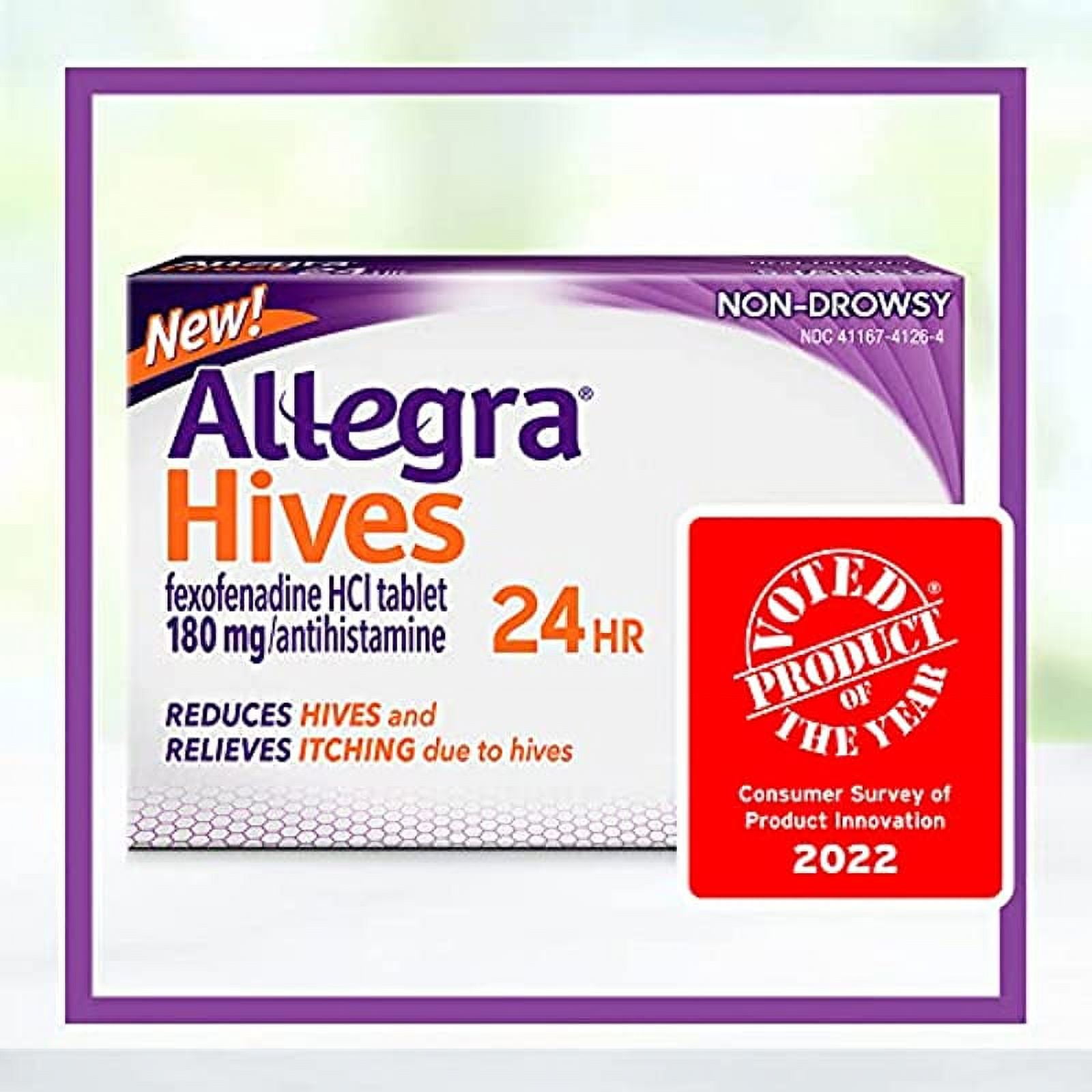 Allegra Hives Non-Drowsy Antihistamine Tablets, 30-Count, 24HR Hives ...