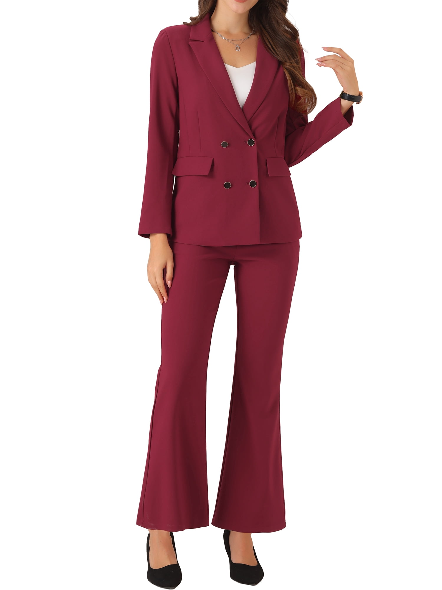 INSPIRE CHIC 2 Piece Work Suit for Women's Business Formal Double ...