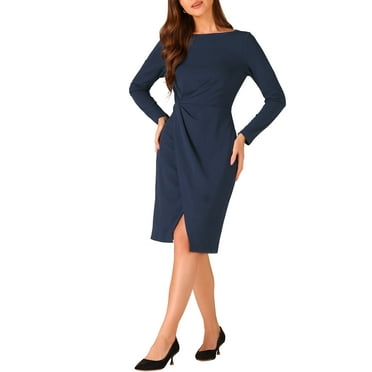 Allegra K Work Sheath Dress for Women's Stand Collar Bodycon Career ...