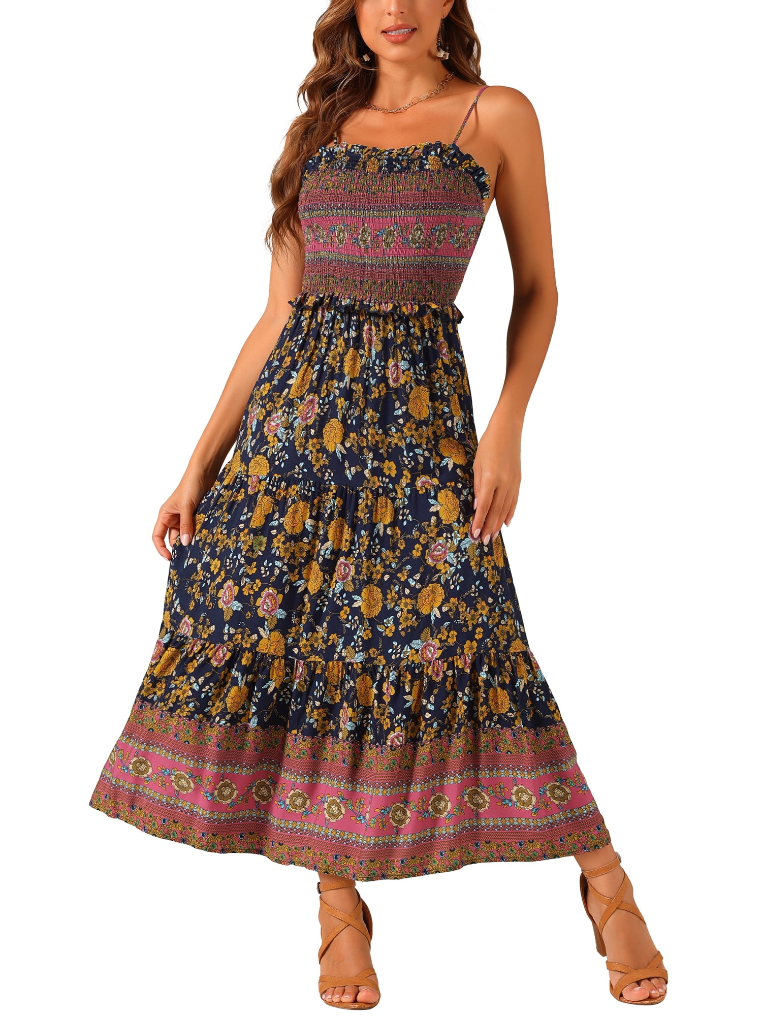INSPIRE CHIC Boho Floral Dresses for Women's Summer Spaghetti Strap A ...